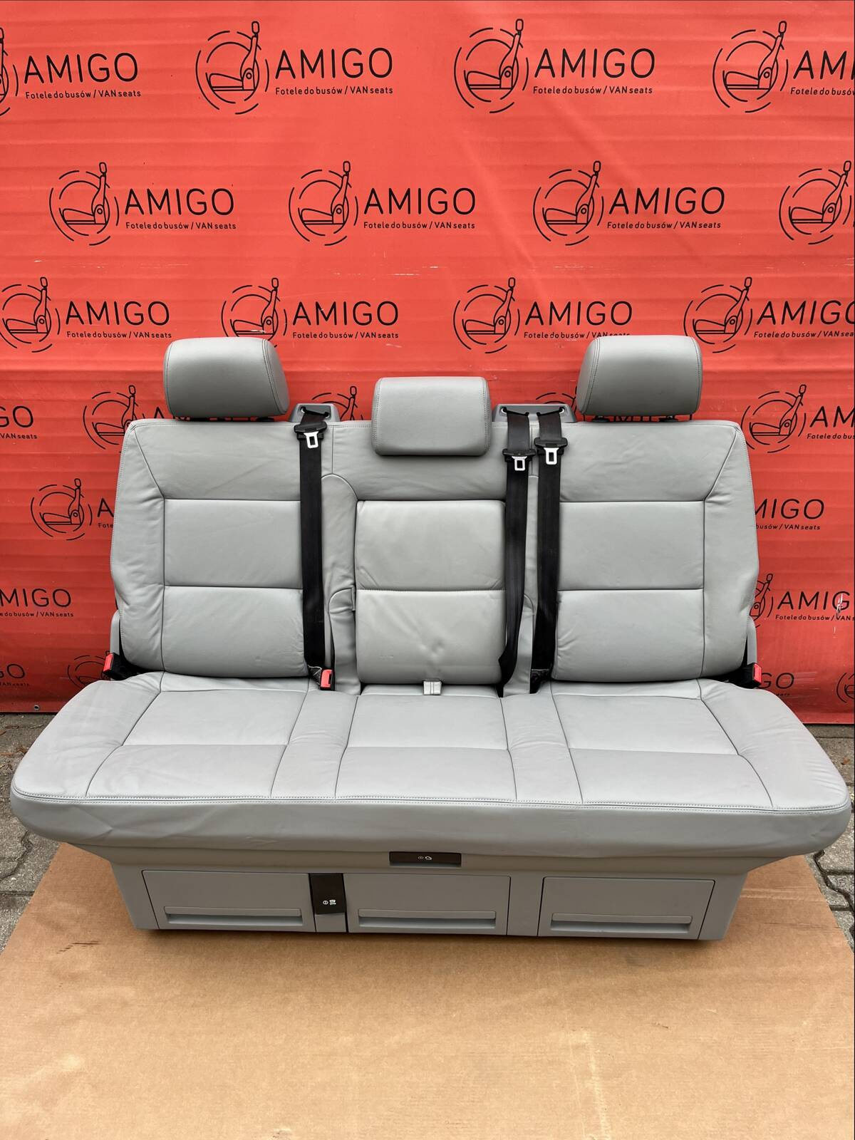 SET Driver passenger swivel Bench rear triple seat leather grey VW T5.1 ...