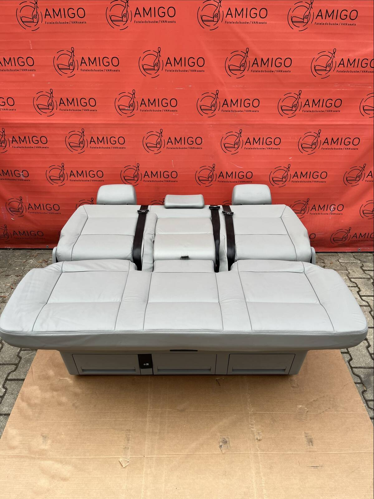 SET Driver passenger swivel Bench rear triple seat leather grey VW T5.1 ...